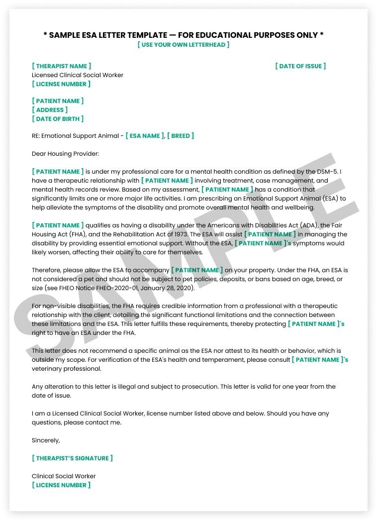 ESA Letter Example: What Should Be Included?